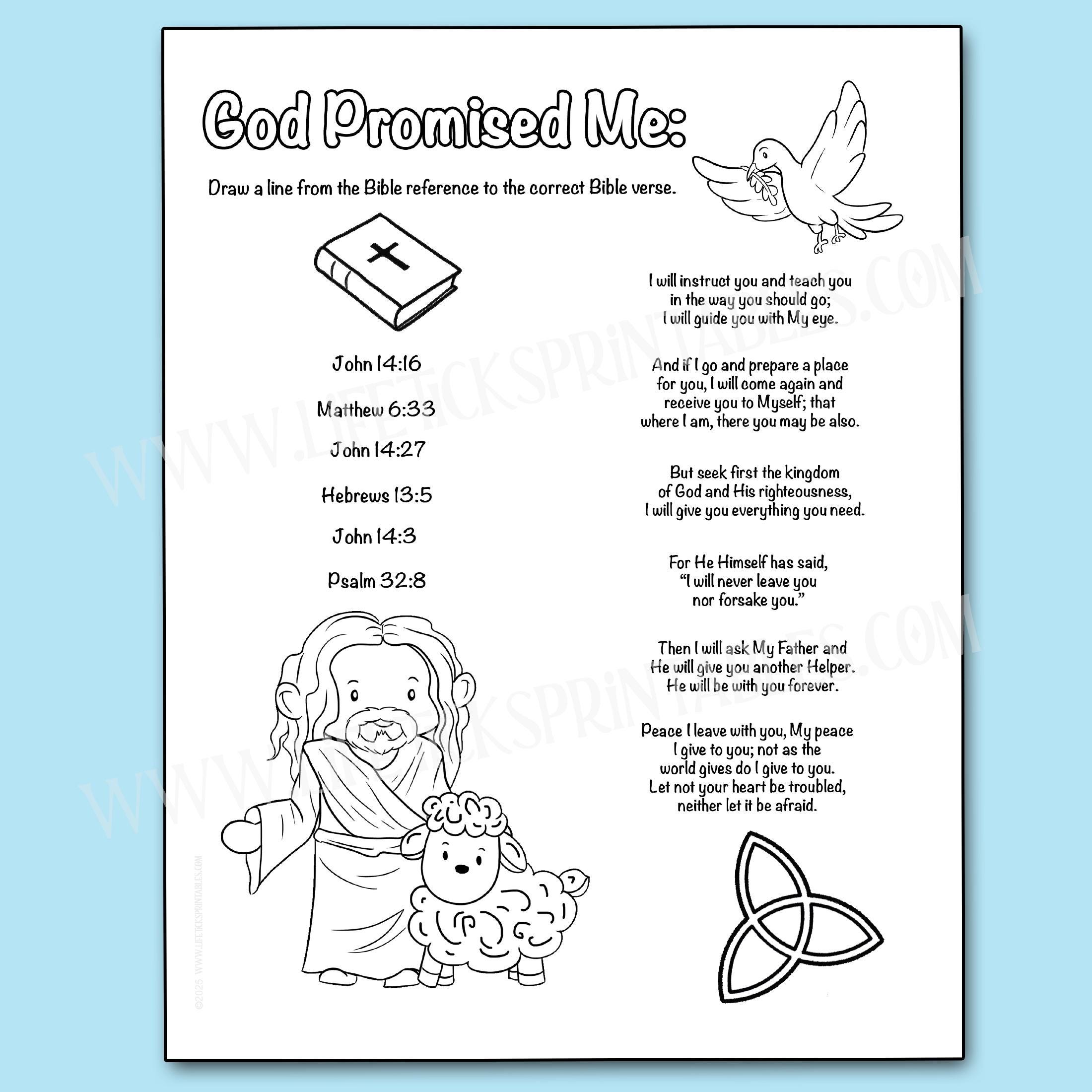 God's Promises Activity Page: Bible Verse Coloring (PDF Download) - Etsy