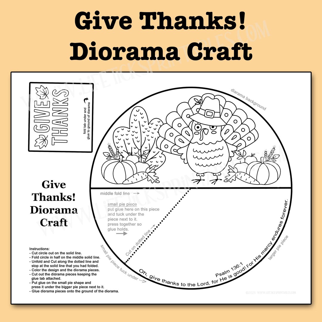 Give Thanks! Diorama Craft: Bible Memory Verse Thanksgiving Activity ...