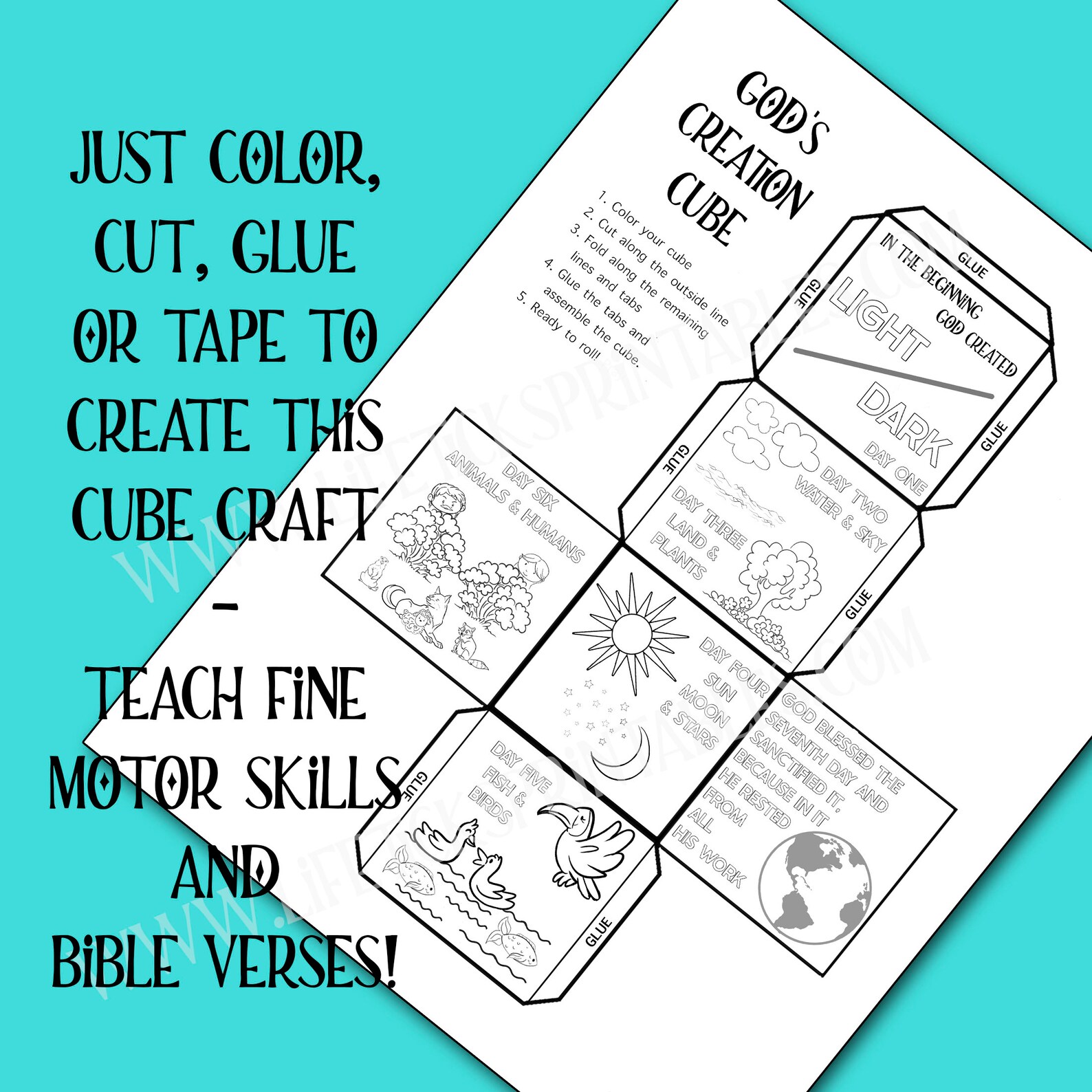 God's Days of Creation Coloring Cube Craft: Sunday School Activity (PDF ...