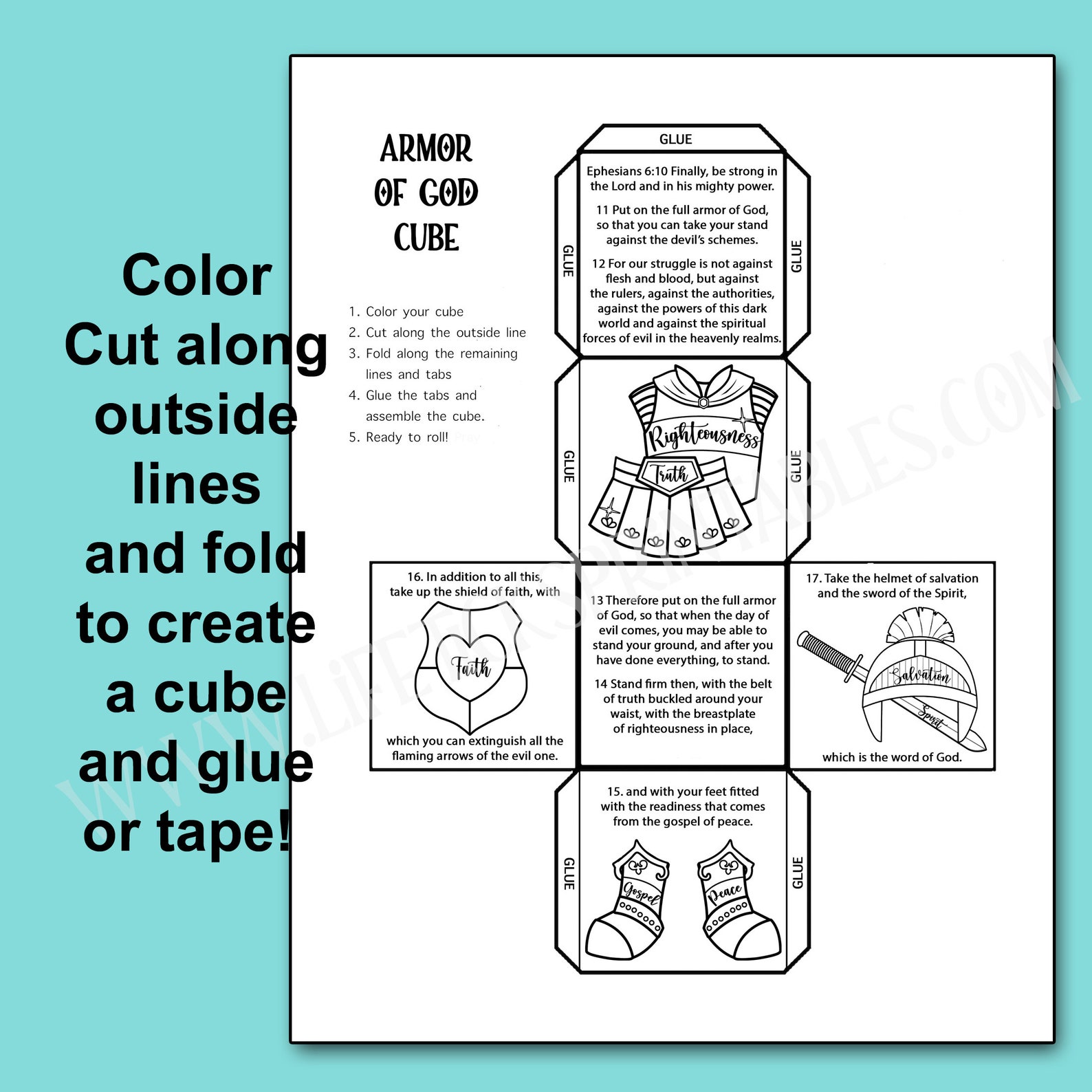 Armor of God Cube | Ephesians 6 Bible Craft | Memory Verse Activity ...