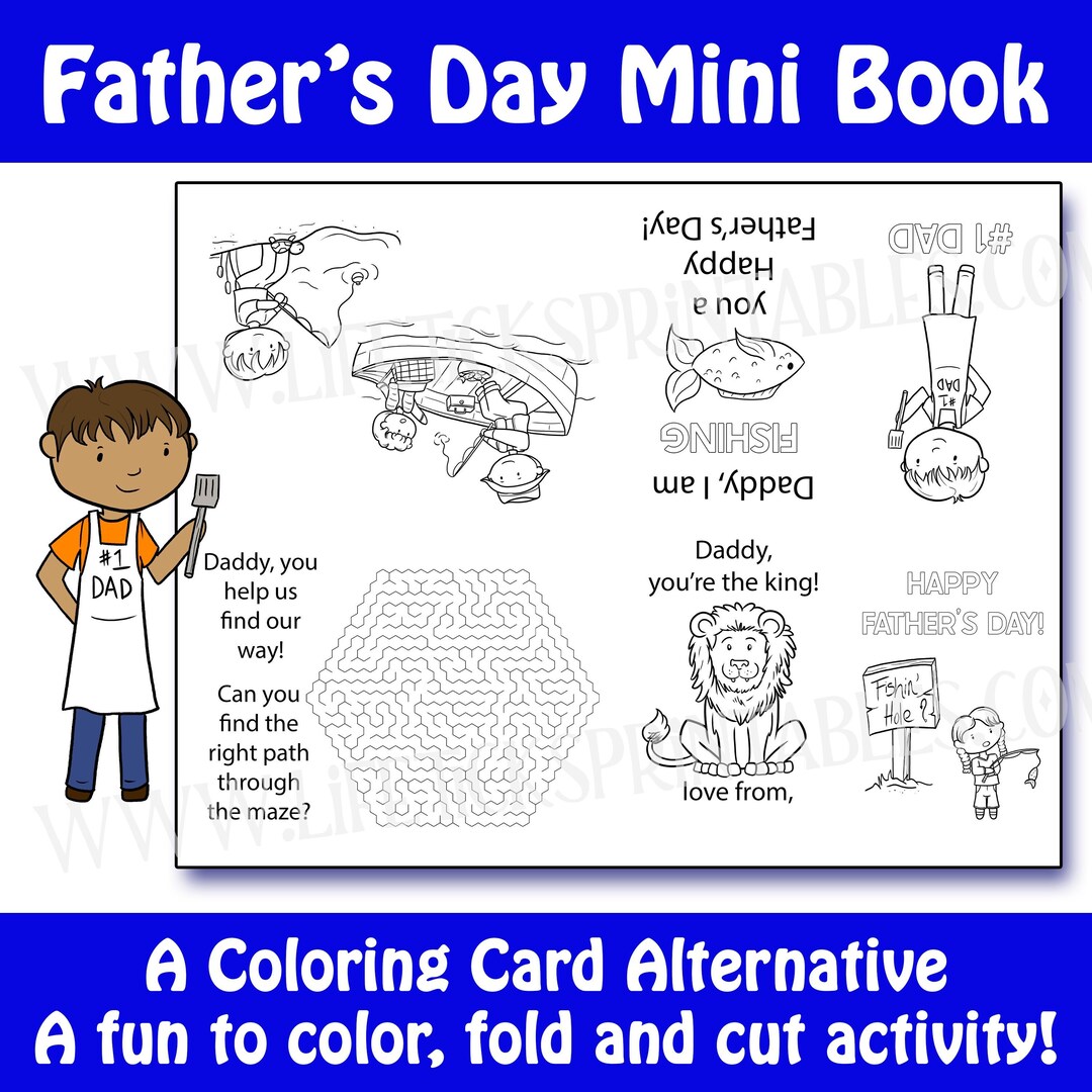 Father's Day Coloring Mini Zine Activity | Instant Printable Mini Book ...