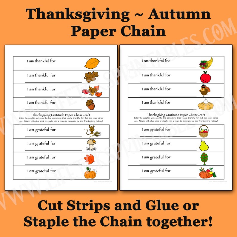 Autumn Thanksgiving Paper Chain Craft: Gratefulness Activity & Holiday ...