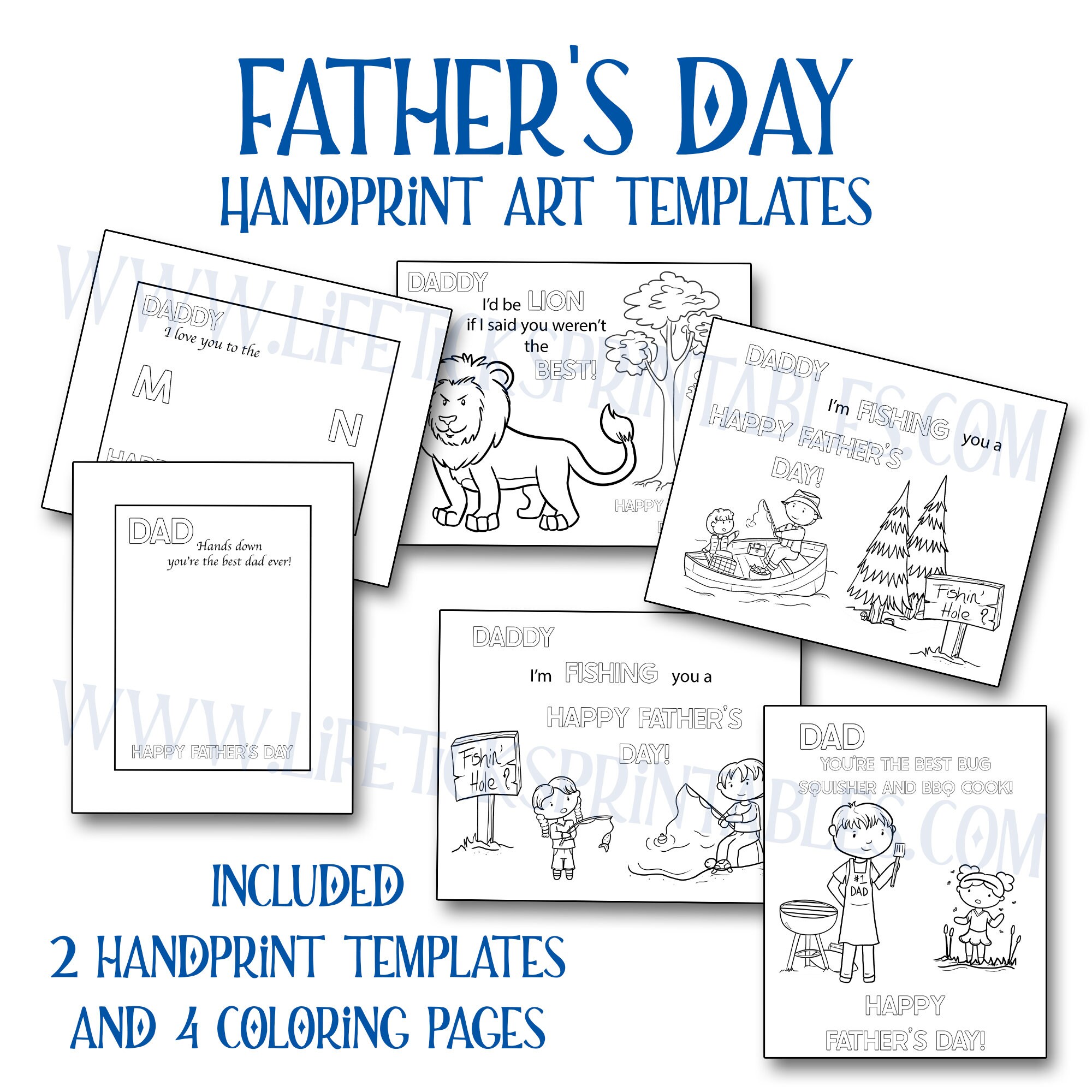Father's Day Printable Fingerpaint & Coloring Activity | Instant ...