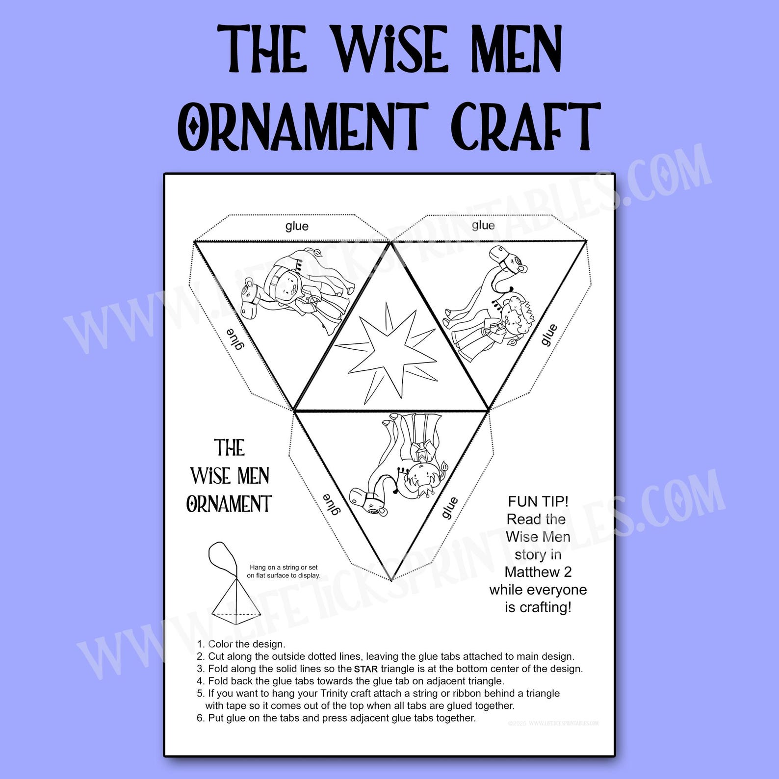 Christmas Wise Men Ornament Craft: Sunday School Coloring Activity (PDF ...