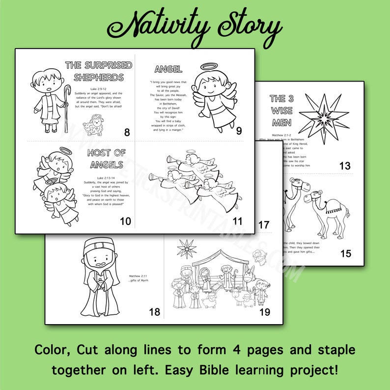 The Nativity Story Book Craft | Bible Coloring & Bible Memory Verse ...