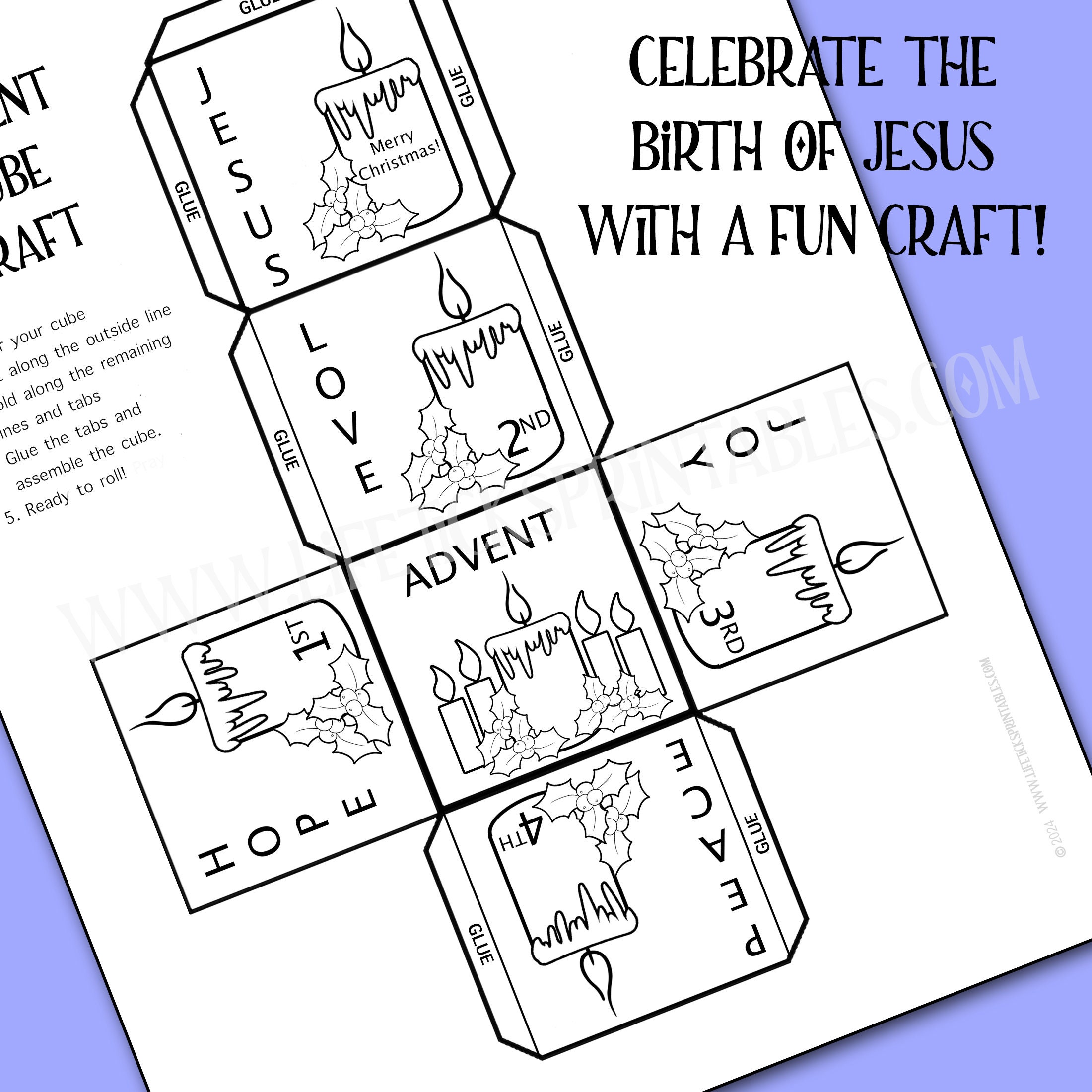 Advent Sunday Candle Coloring Cube Craft | Celebrate Jesus Birth ...