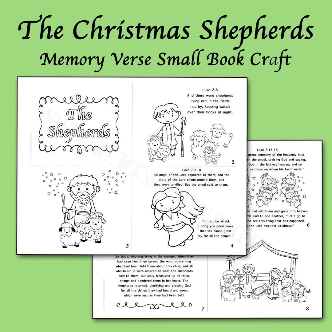 The Christmas Shepherds Small Book Craft: Bible Memory Verse Coloring ...