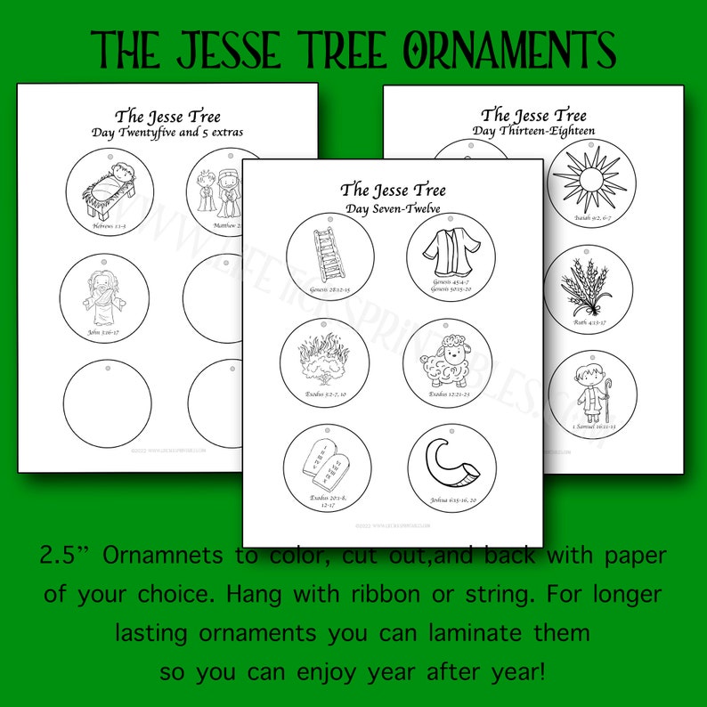 The Jesse Tree Advent Ornaments: Christmas Tree Coloring Activity (PDF ...