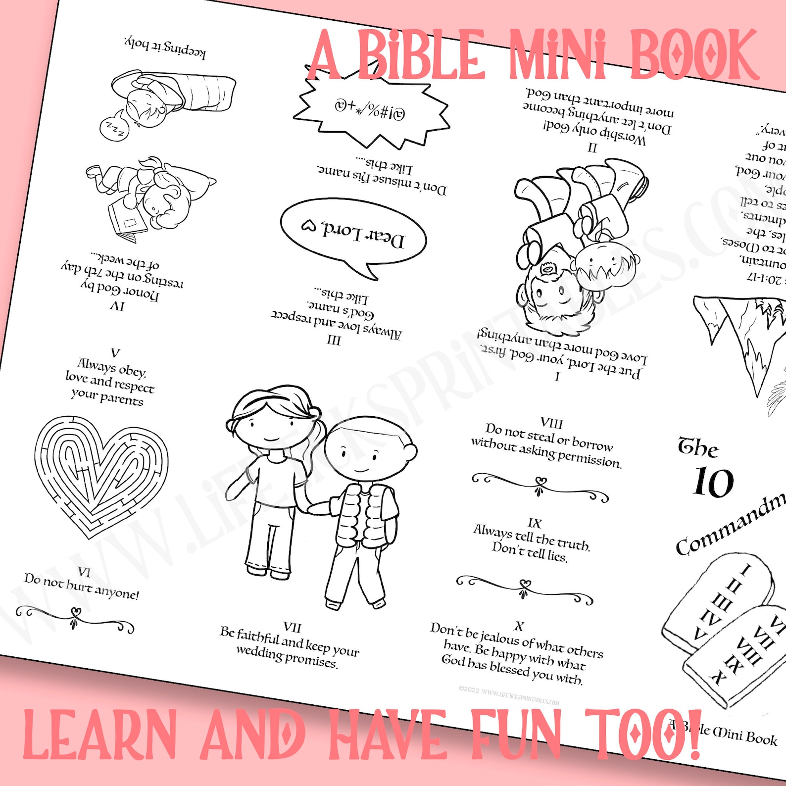 The 10 Commandments Mini Coloring Book - Mini Zine | Bible Verses From ...