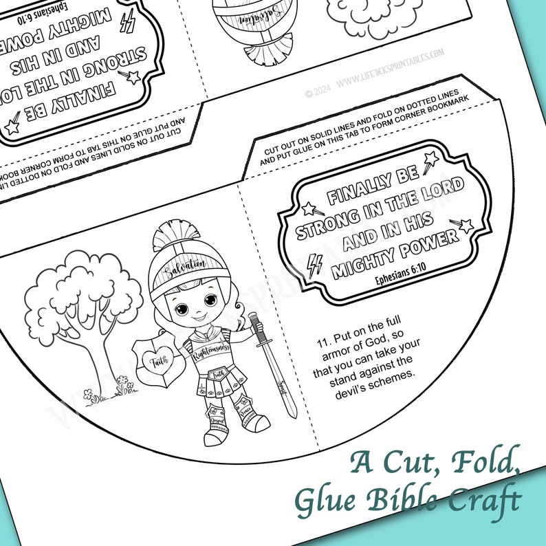 Armor of God Coloring Bookmarks: Ephesians 6 Bible Craft (PDF) - Etsy