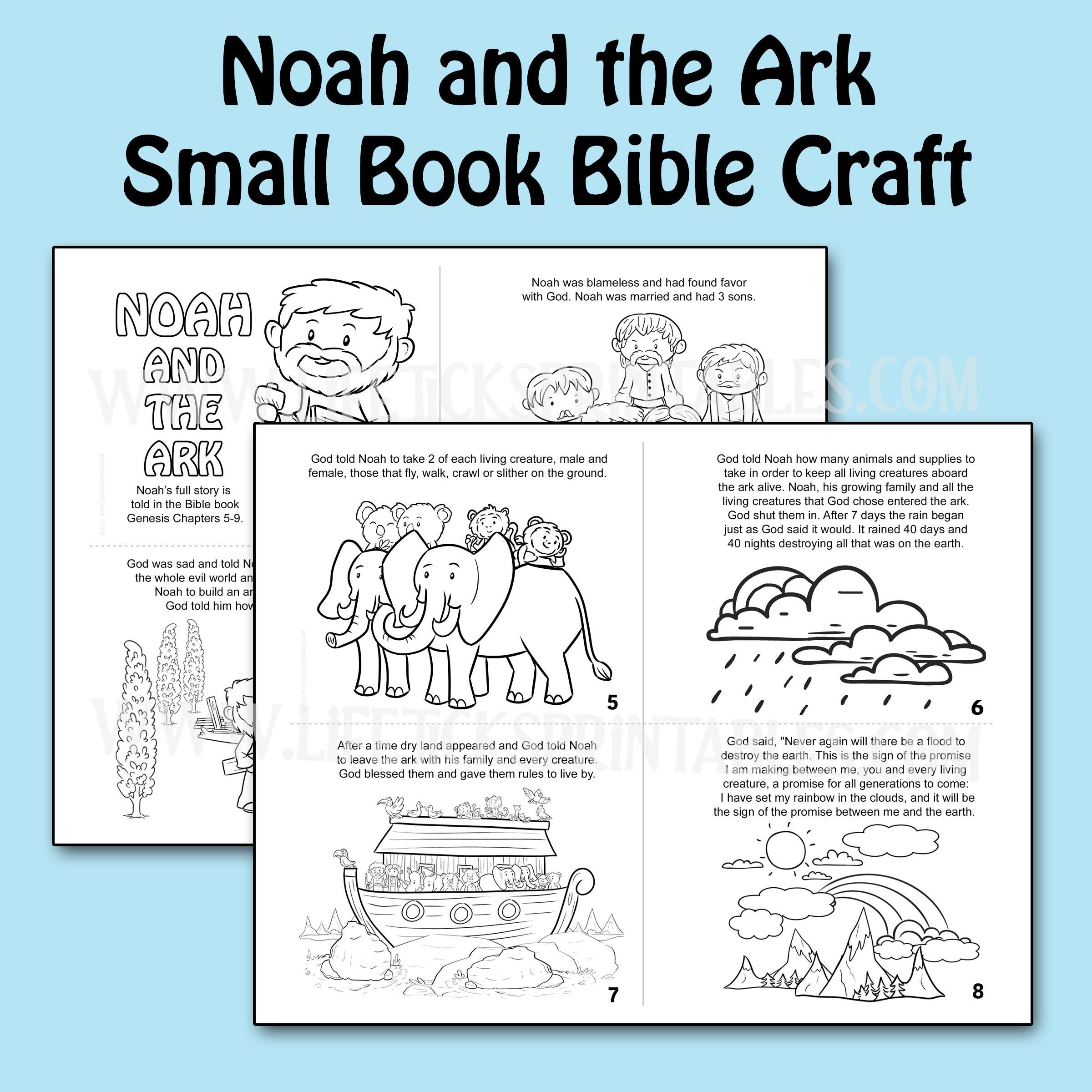 Noah's Ark Story Small Book Craft: Bible Coloring Activity (PDF ...