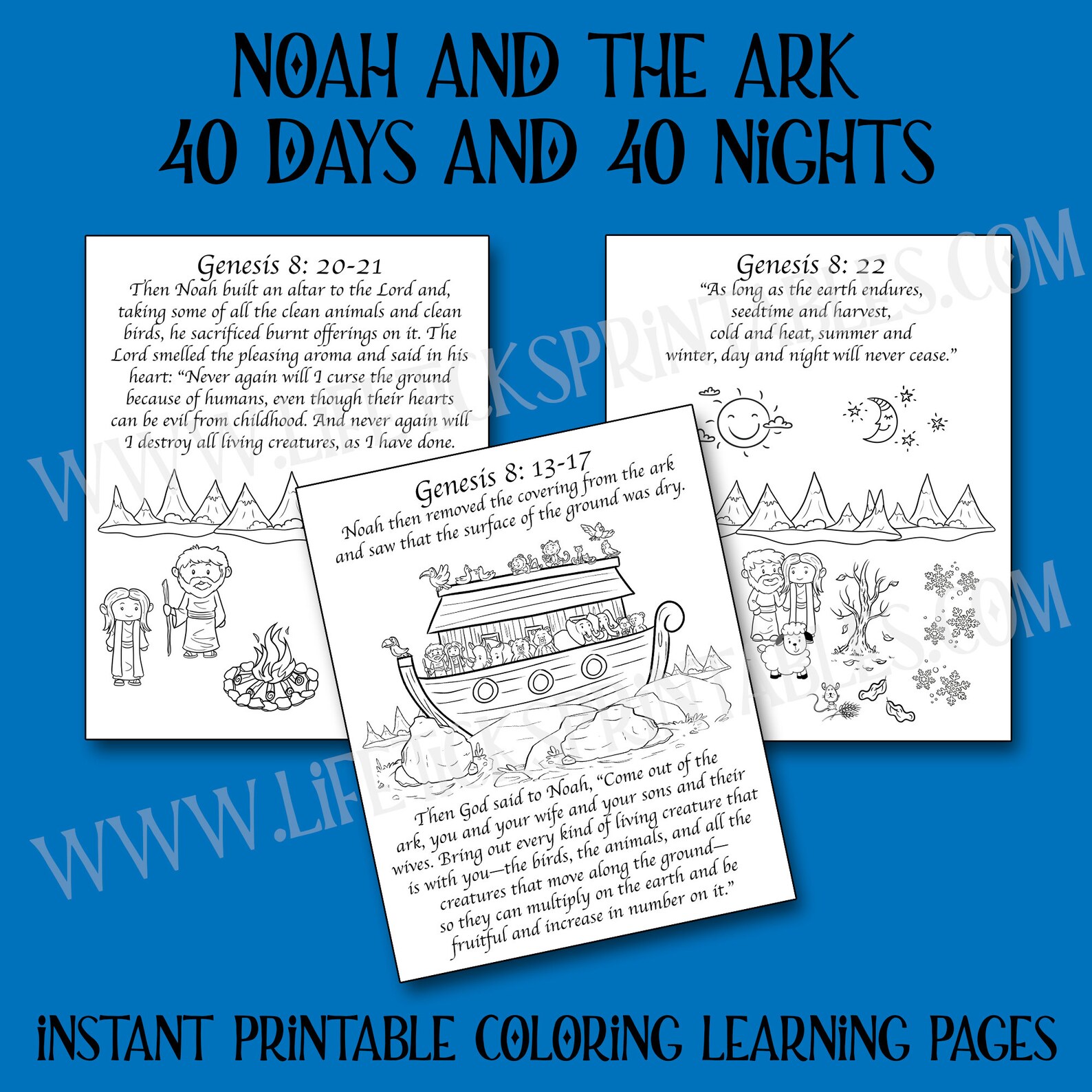 Noah's Ark Coloring Pages: God's Promise, Genesis Story (PDF Download ...