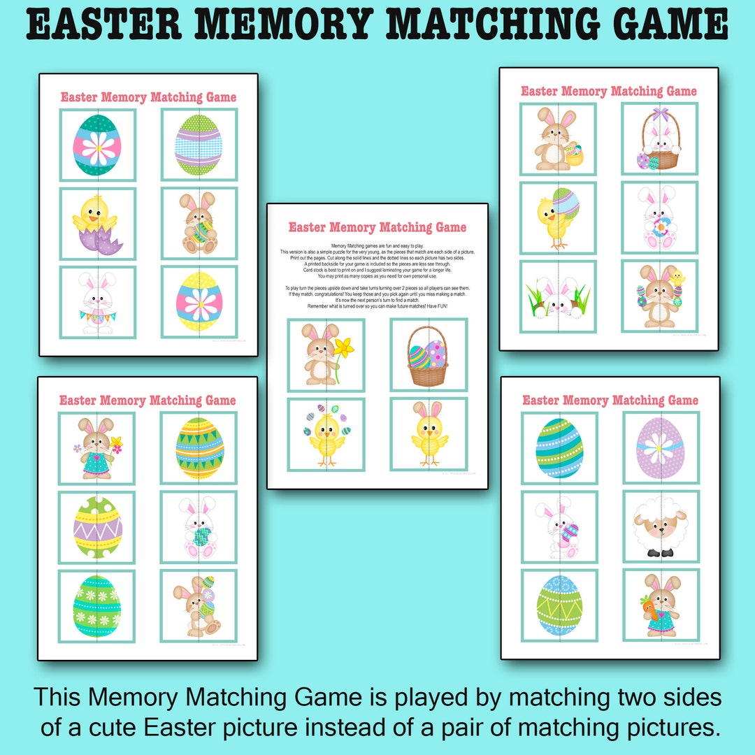 Easter Memory Matching Game: Printable Puzzle Activity (PDF Download - Etsy