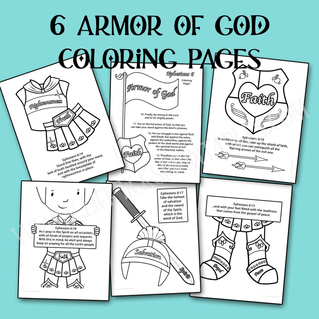Armor of God Coloring Pages: Ephesians 6 Bible Activity (PDF) - Etsy