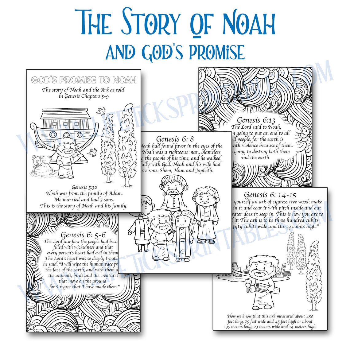 Noah's Ark Coloring Pages: God's Promise, Genesis Story (PDF Download ...