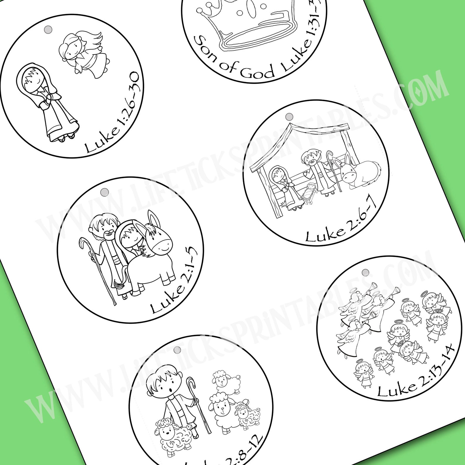 Christmas Story Tree Ornaments Craft: Nativity Bible Verse Coloring ...