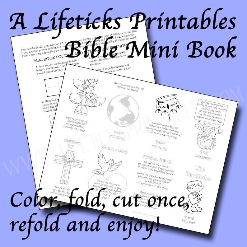 Beatitudes Mini Coloring Book: Bible Verses Zine (PDF Download) - Etsy