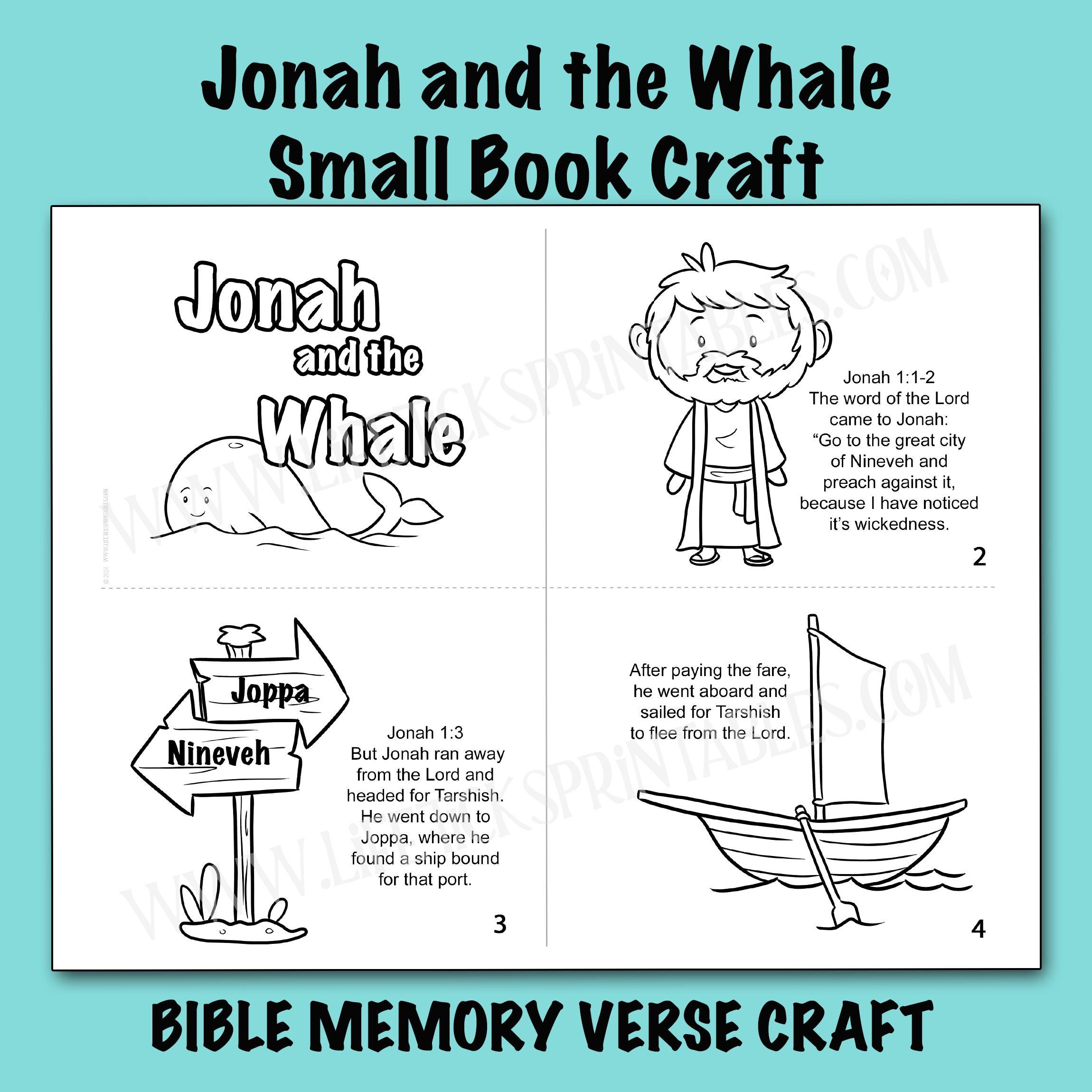 Jonah and the Whale: Small Coloring Book Craft, Bible Story Activity ...