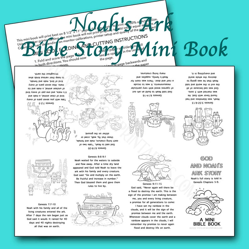 Noah Mini Coloring Book Mini Zine Gods Rainbow Promise to Noah in ...