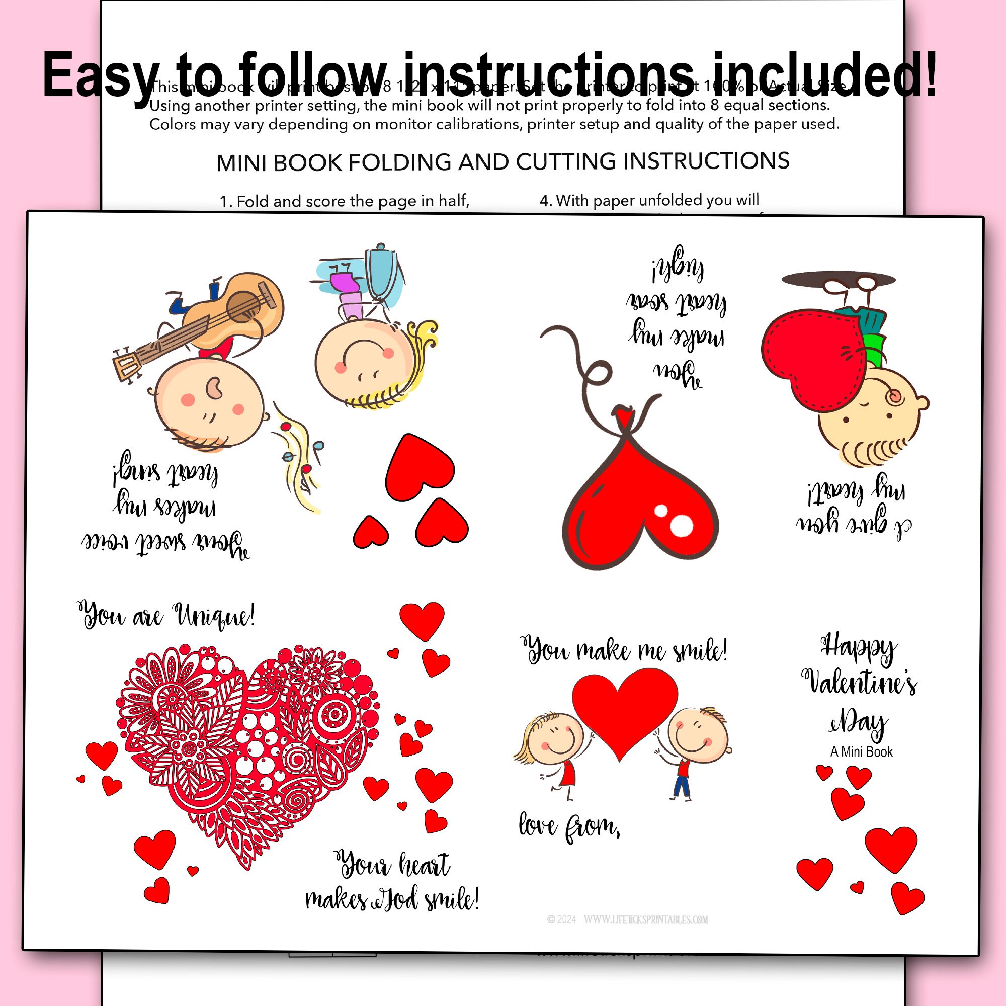 Valentine Mini Zine Mini Book A Colorful, Folding, Cutting Activity A ...
