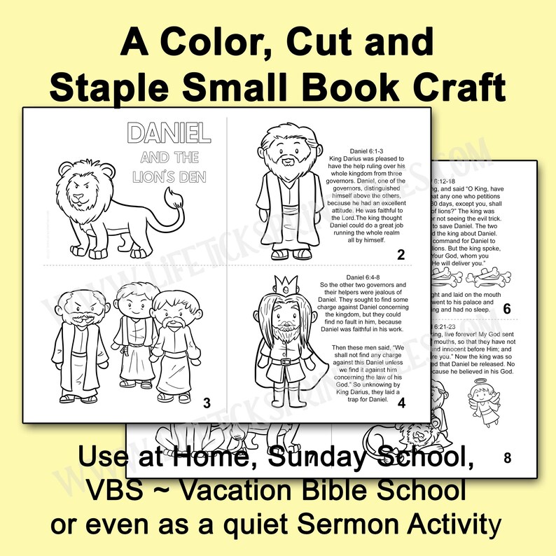 Daniel and the Lion's Den: Small Coloring Book Craft (PDF Download) - Etsy