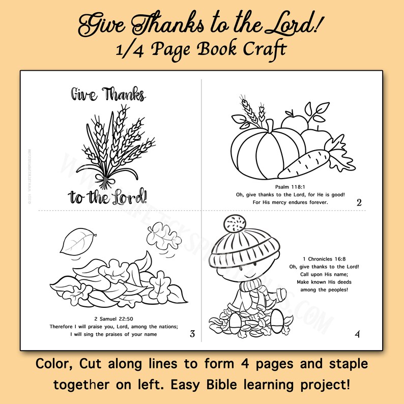 Give Thanks to the Lord Small Coloring Book Craft: Bible Memory Verse ...
