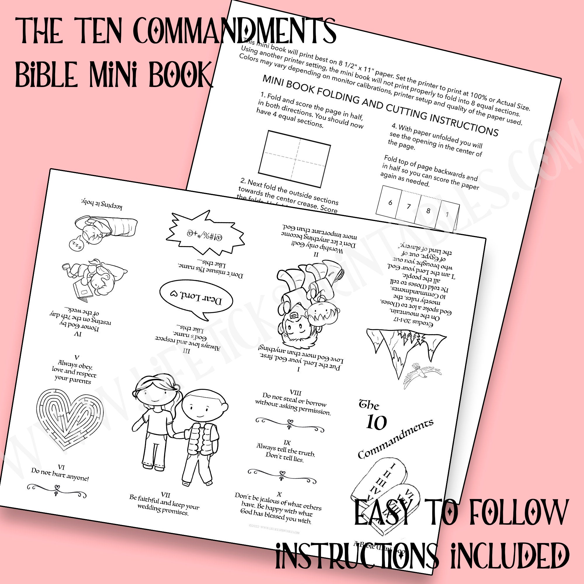 The 10 Commandments Mini Coloring Book - Mini Zine | Bible Verses From ...