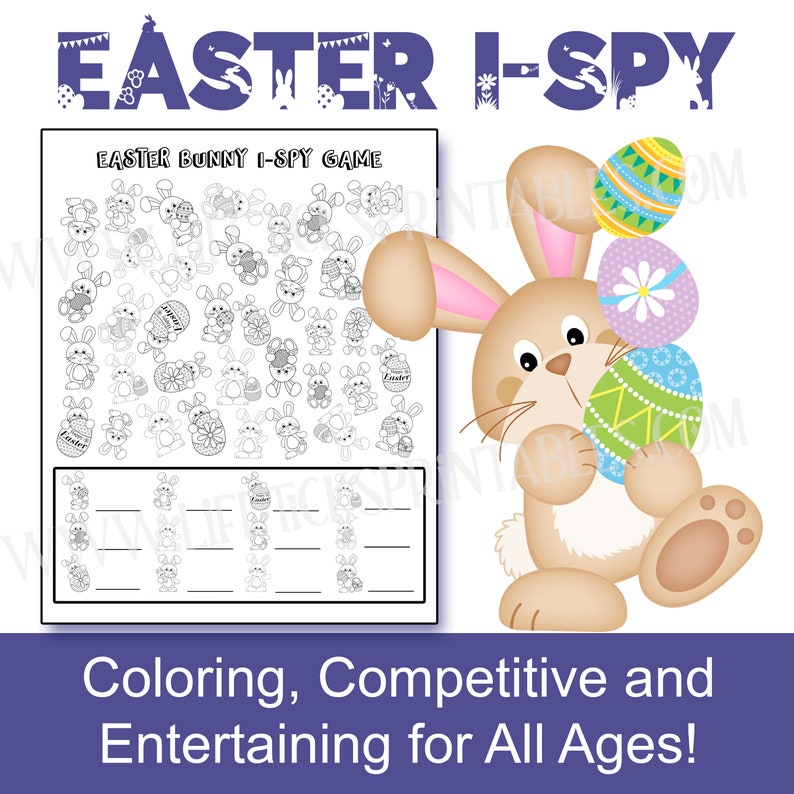 Easter Coloring I-SPY Instant Printable Pages | Fun for All Ages | Cute ...