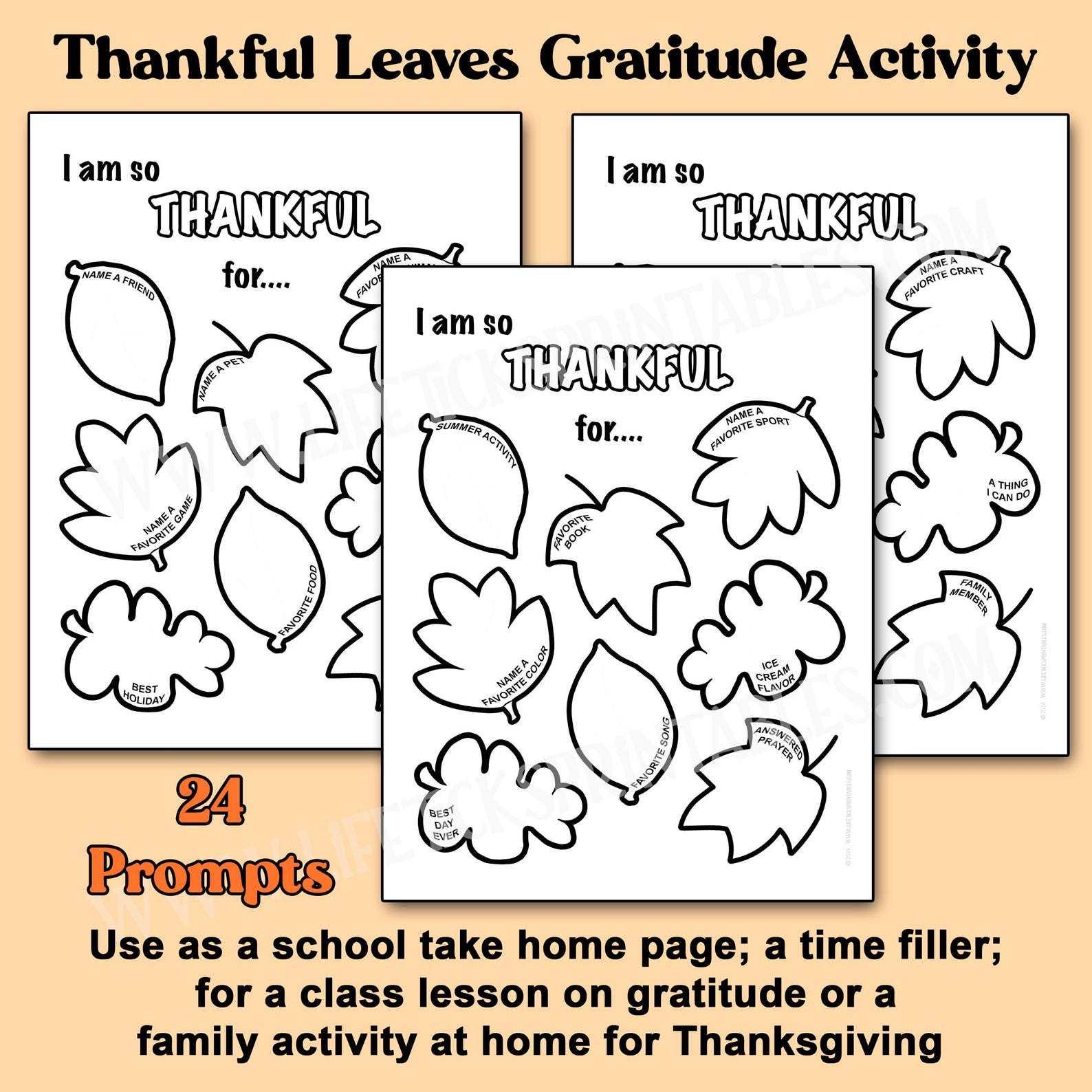 Thankful Leaves Craft: Counting Blessings Activity Pages (PDF Download ...