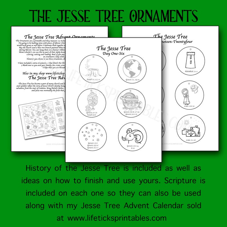 The Jesse Tree Advent Ornaments: Christmas Tree Coloring Activity (PDF ...