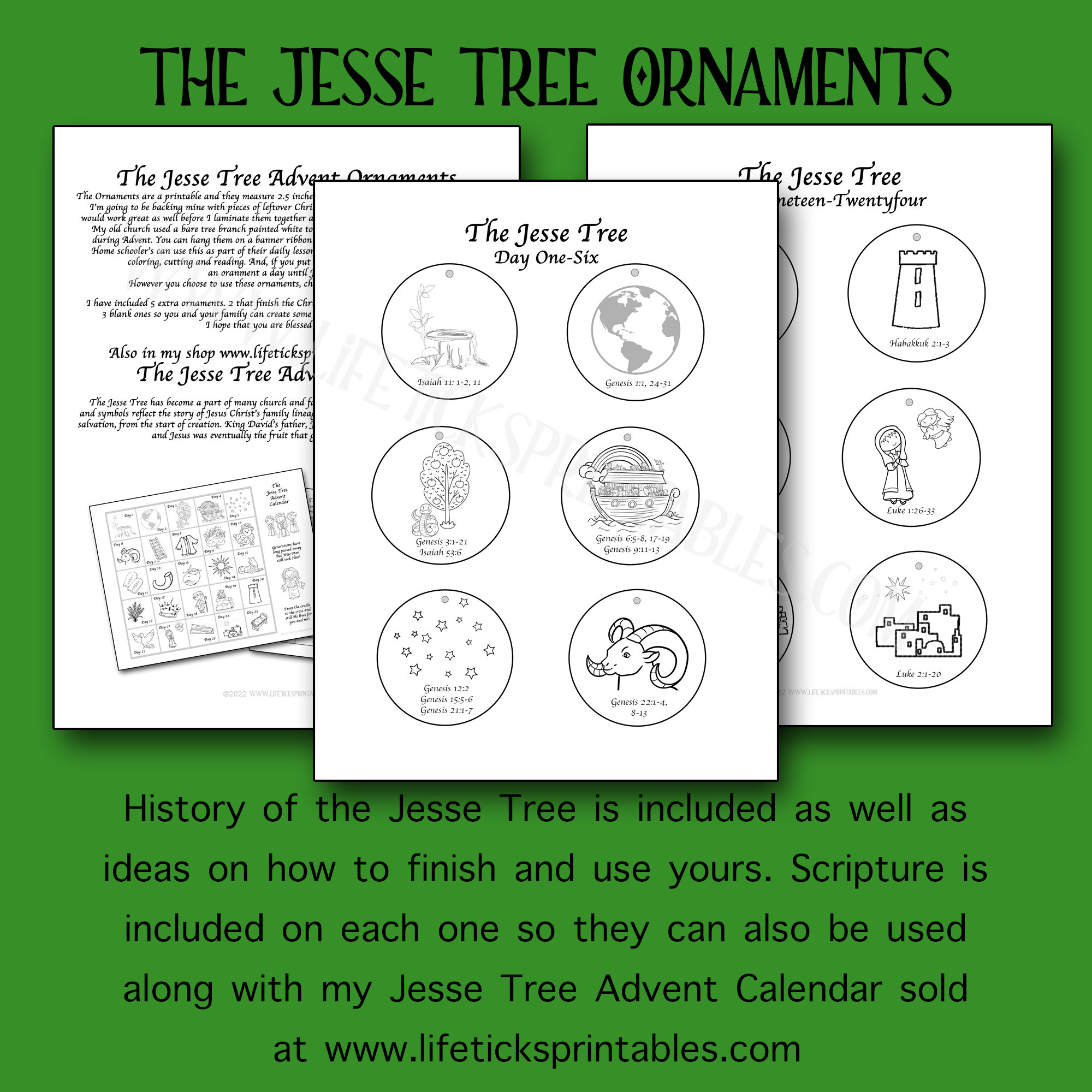 The Jesse Tree Advent Ornaments: Christmas Tree Coloring Activity (PDF ...