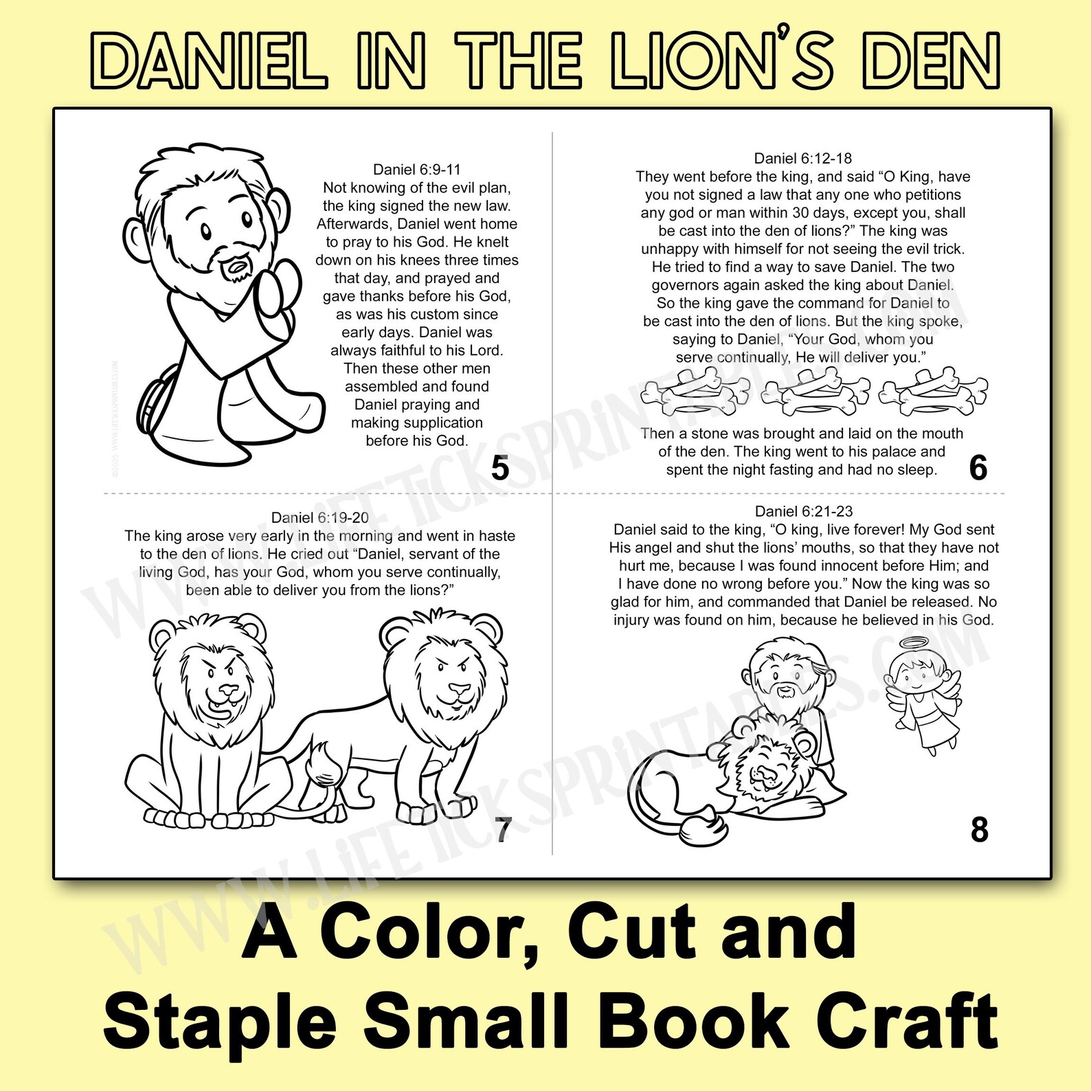 Daniel & the Lion's Den Small Book Craft | Bible Story Coloring ...