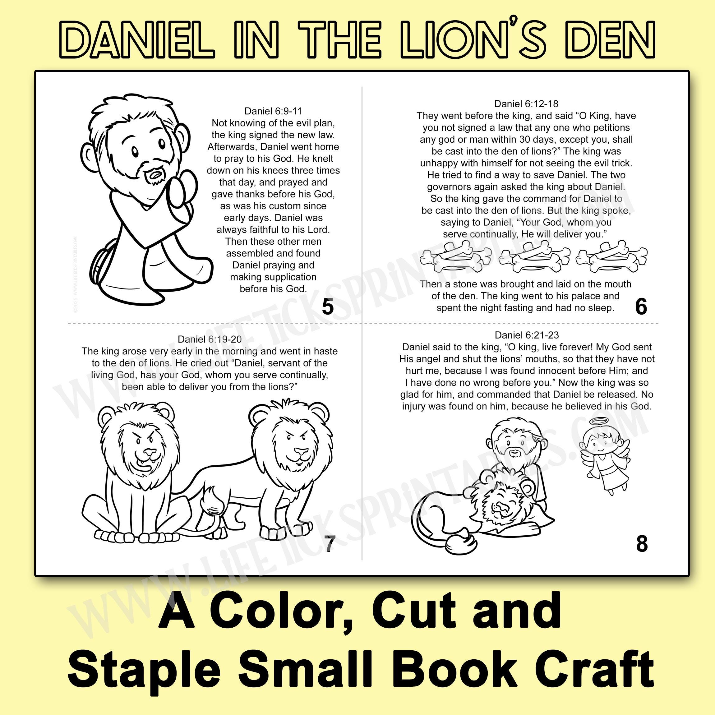 Daniel & the Lion's Den Small Book Craft | Bible Story Coloring ...