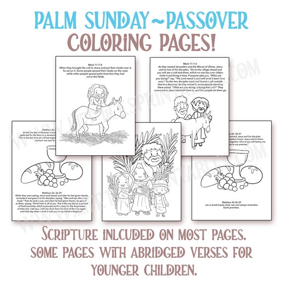 Palm Sunday & Easter Bible Story Coloring Pages Scripture - Etsy