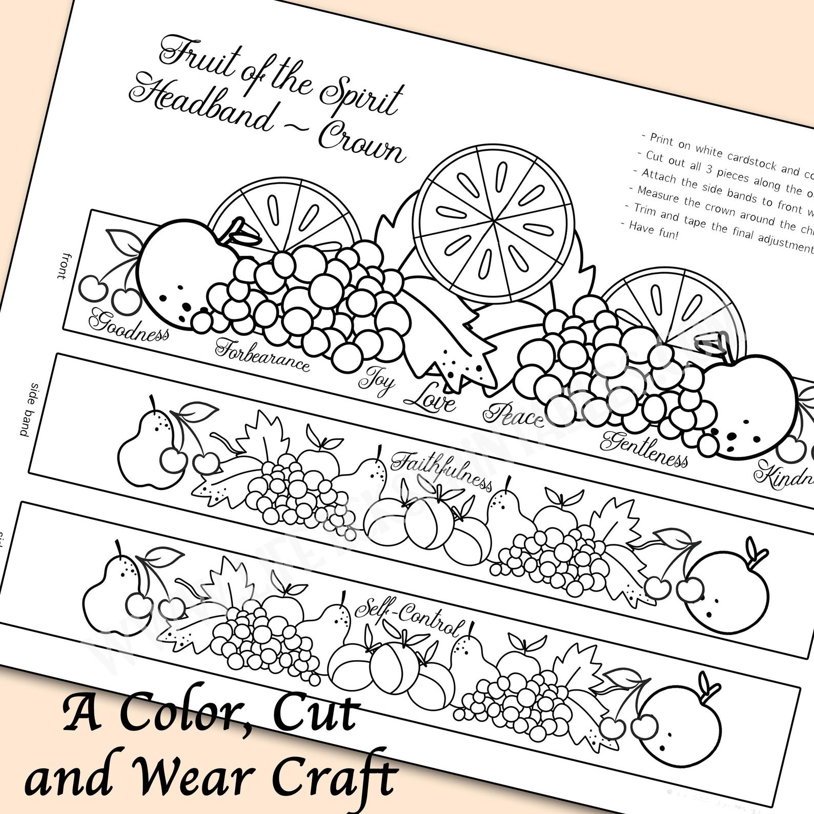 Fruit of the Spirit Crown | Coloring Bible Memory Verse Activity ...