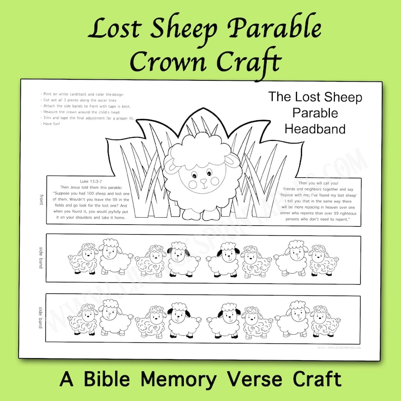 Jesus and Lost Sheep Parable Coloring Activity: Bible Memory Verse ...