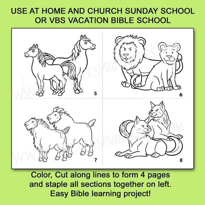 Noah's Ark Animals Small Coloring Book Craft: Bible Story Activity (PDF ...