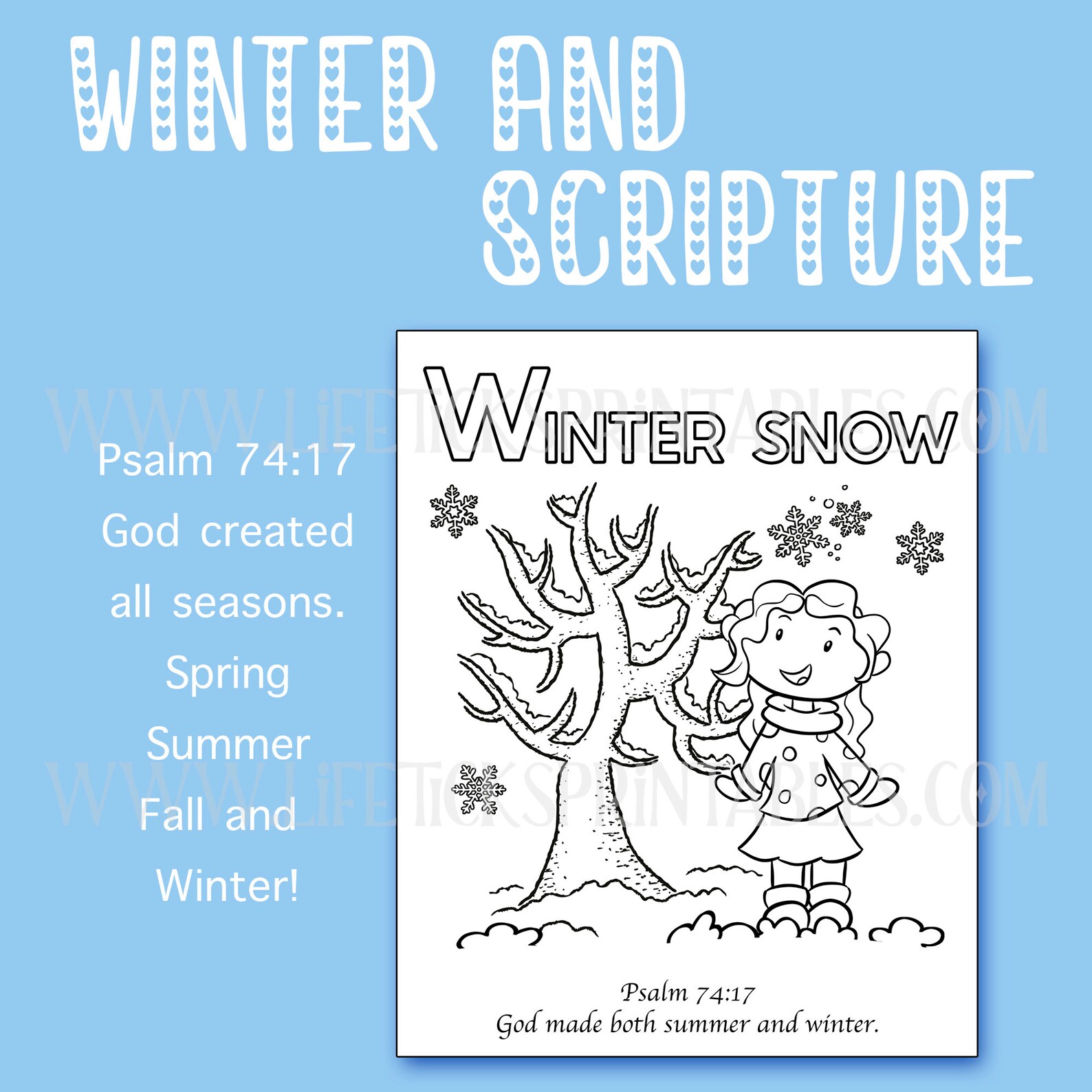 Winter and Scripture Coloring Pages | 5 Coloring Sheets With Bible ...
