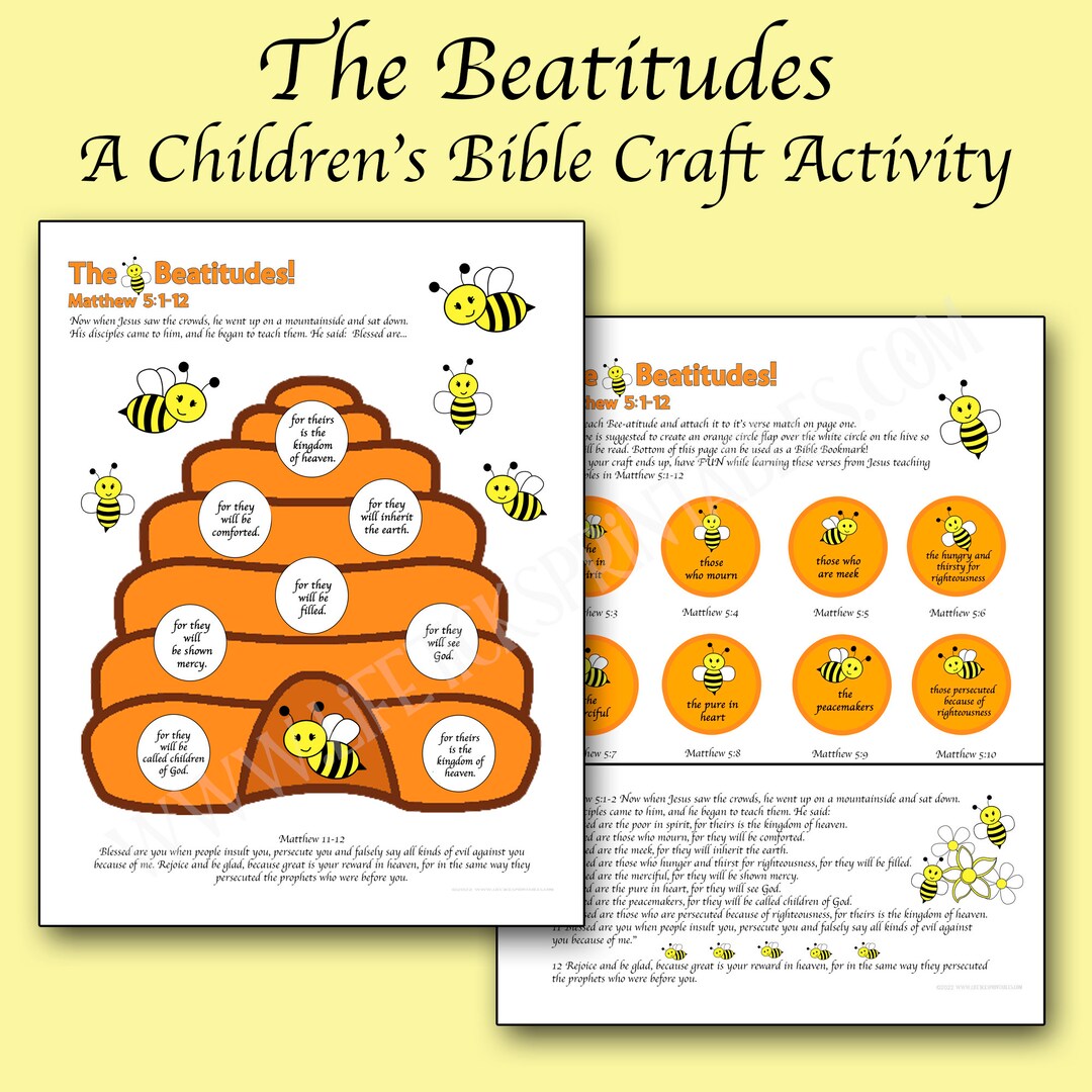 The Beatitudes Bible Craft and Bookmark: Sunday School Activity (PDF ...