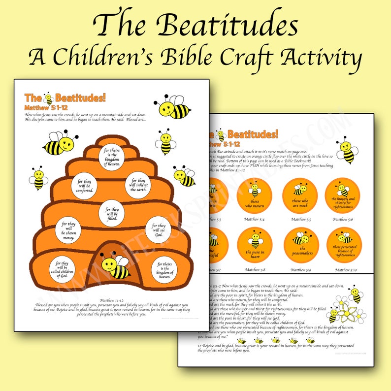 The Beatitudes Bible Craft and Bookmark: Sunday School Activity (PDF ...