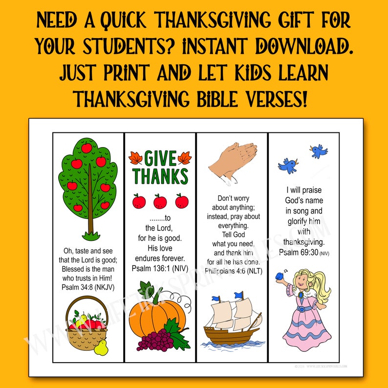 Give Thanks Bible Verse Bookmarks: Coloring Activity (PDF Download - Etsy