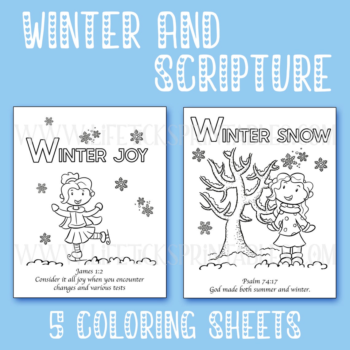 5 Winter Coloring Pages Coloring Sheets With Bible Memory Verses ...