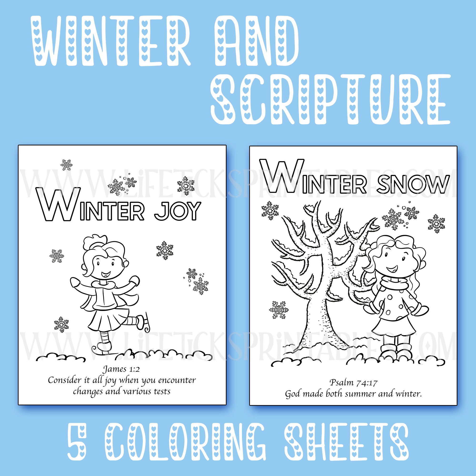 5 Winter Coloring Pages Coloring Sheets With Bible Memory Verses ...