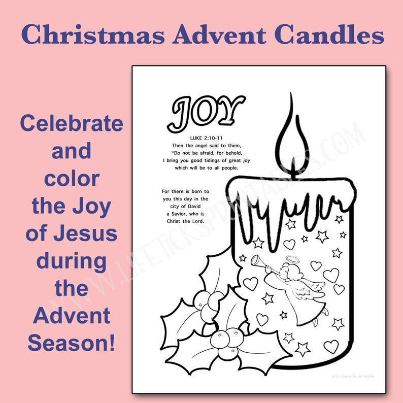 Advent Candles Coloring Pages: Bible Verses, Christmas Activity (PDF ...