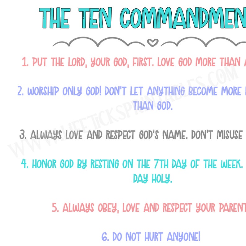 Ten Commandments Bulletin Board & Wall Art: Exodus 20 Printable ...
