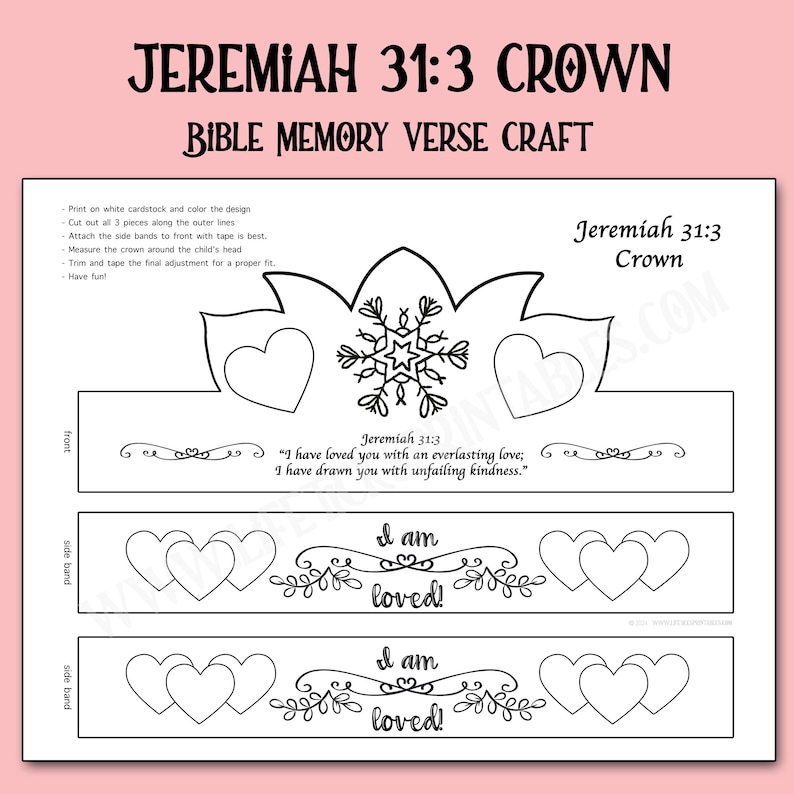 Jeremiah 31:3 Coloring Crown Activity, Bible Memory Verse Craft (PDF ...