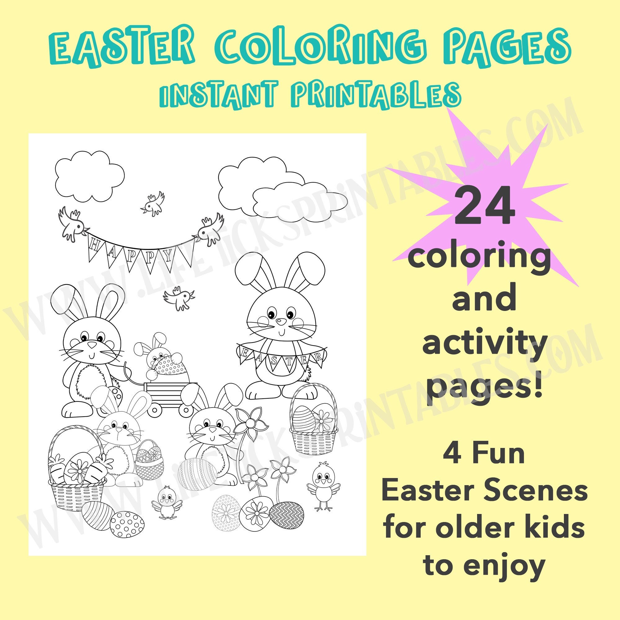 Easter Coloring and Activity Pages Bunnies, Chicks and Easter Egg ...
