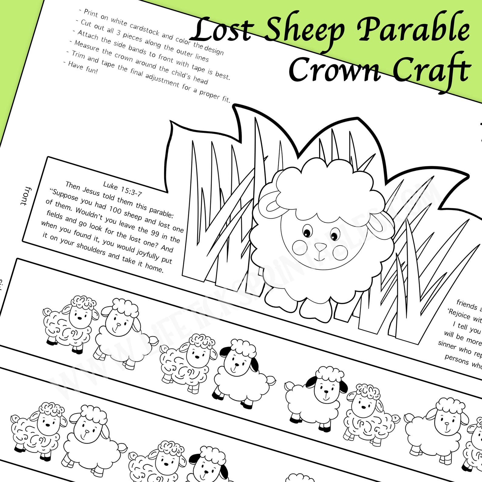 Luke 15:3-7 Jesus and Lost Sheep Parable Coloring Activity Christian ...