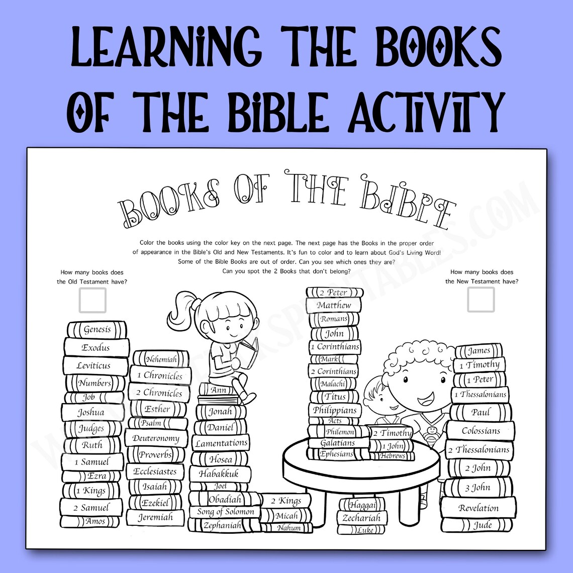 KJV Books of the Bible Coloring Activity Page A Bible Learning Coloring ...
