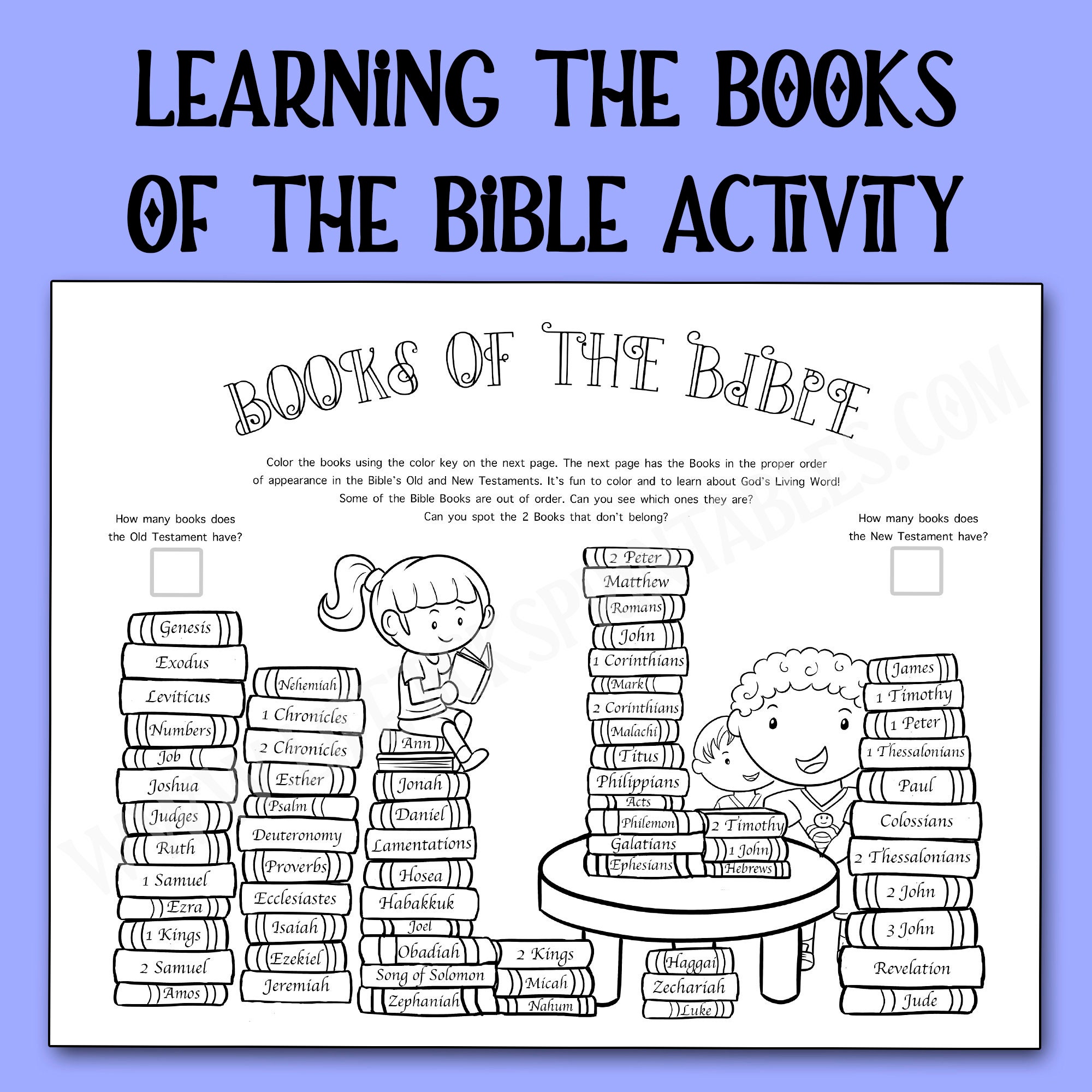 KJV Books of the Bible Coloring Activity Page A Bible Learning Coloring ...